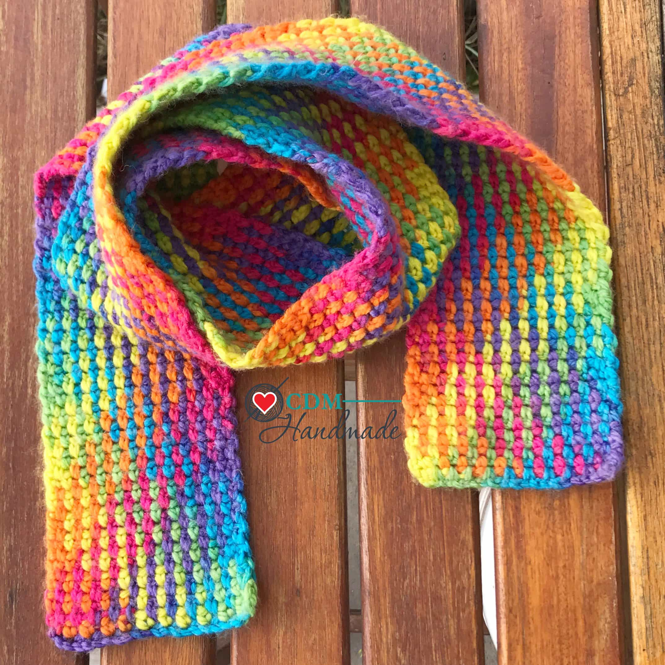 Crochet Pooling Patterns Rainbow Scarf Free Crochet Pattern Using ...